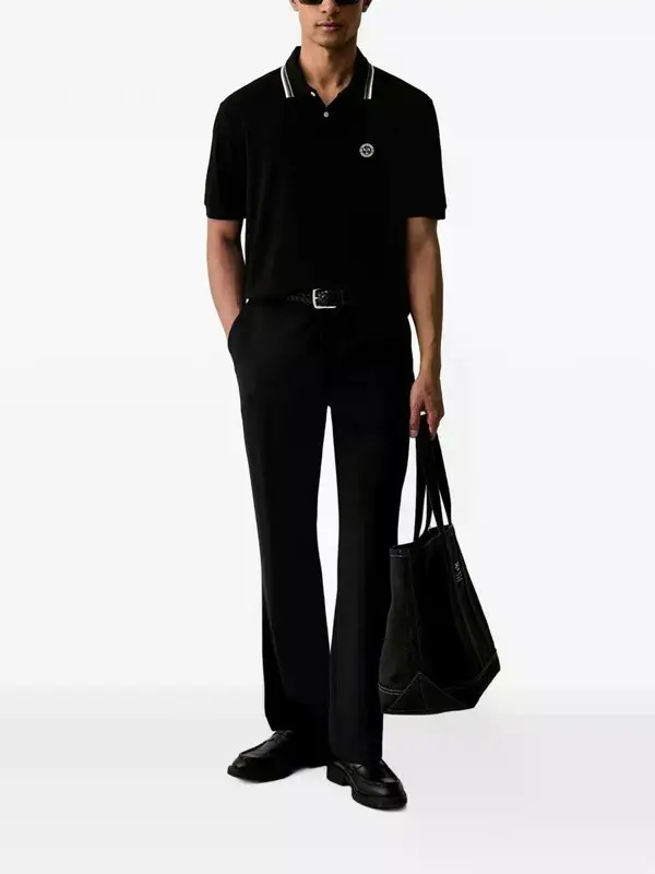 Armani Exchange Logo-patch Striped-trim Polo Shirt