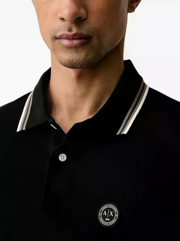 Armani Exchange Logo-patch Striped-trim Polo Shirt