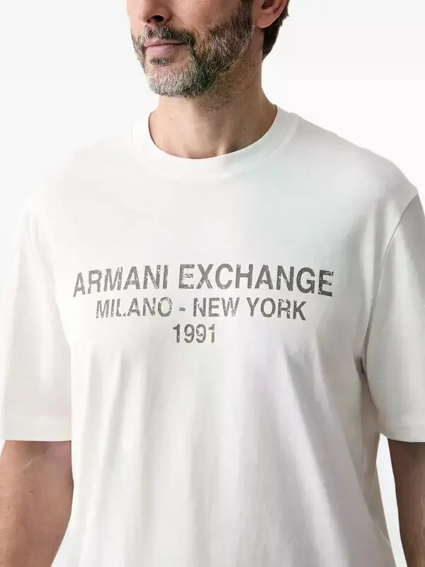 Armani Exchange Logo-print Garment-dyed Crew-neck T-shirt