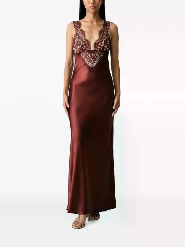 Bardot Torie Lace-panelled Satin Maxi Dress - Red