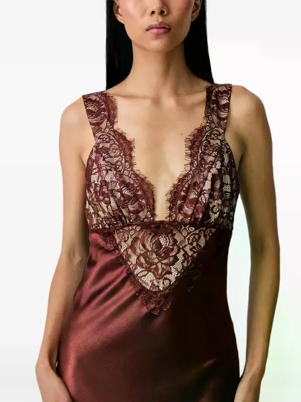 Bardot Torie Lace-panelled Satin Maxi Dress