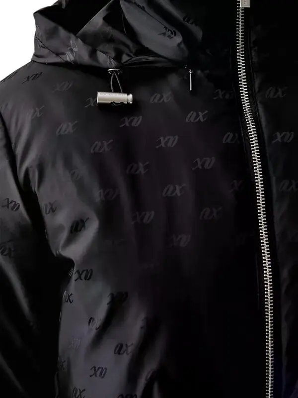 Armani Exchange Monogram-pattern Hooded Coat