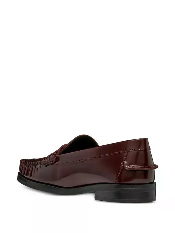 Geox Polished Finish Penny Loafers - Red
