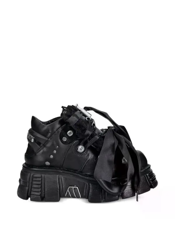 NEW ROCK Metallic Lace-trim Platform Boots