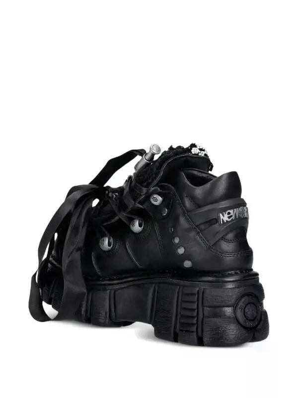 NEW ROCK Metallic Lace-trim Platform Boots