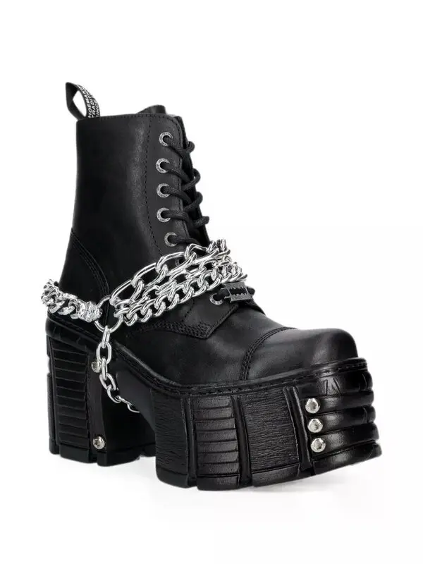 NEW ROCK Chain-detail Platform Boots