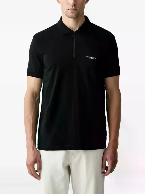 Armani Exchange Logo-print Zip-up Polo Shirt