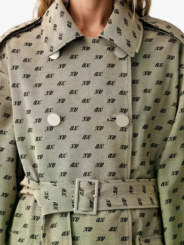 Armani Exchange Logo-print Double-breasted Trench Coat