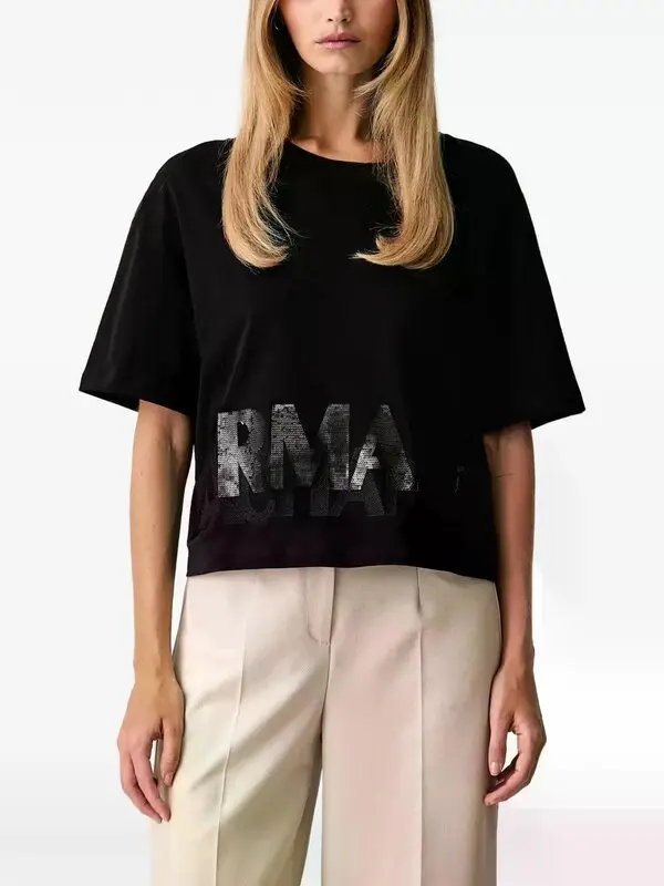 Armani Exchange Sequin-logo T-shirt - Black