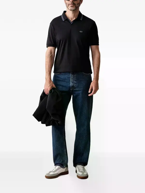 Armani Exchange Logo-embroidered Tipped-trim Polo Shirt