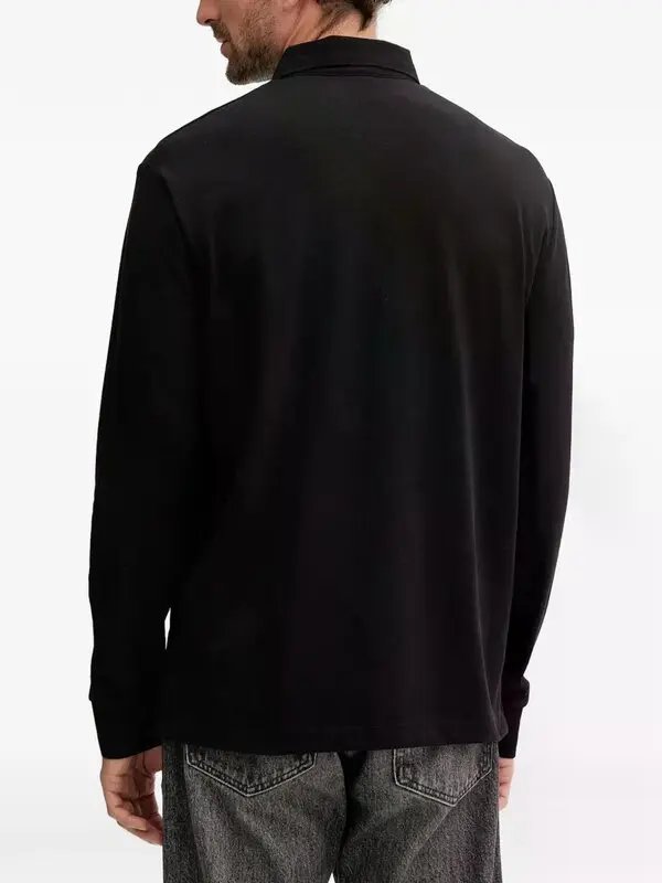 Armani Exchange Logo-embroidered Long-sleeve Polo Shirt