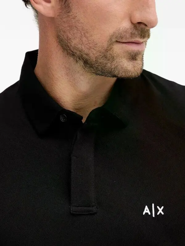 Armani Exchange Logo-embroidered Long-sleeve Polo Shirt