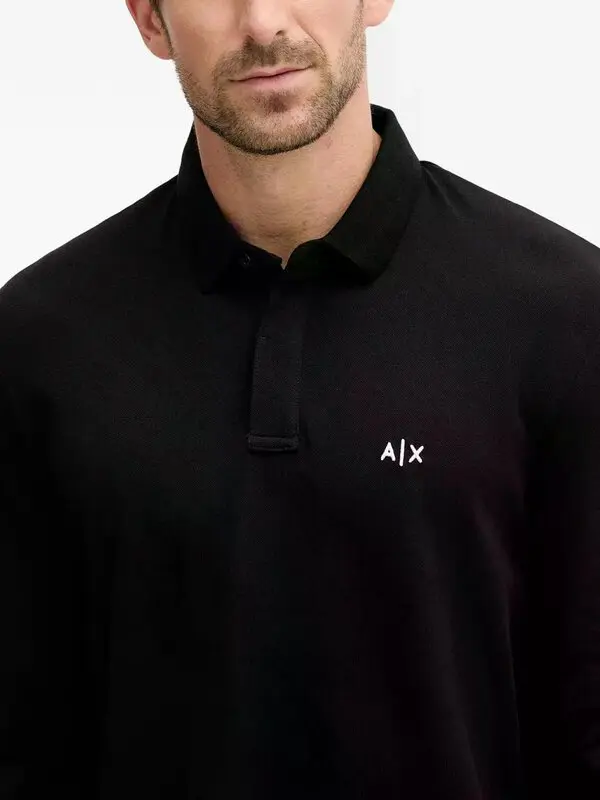 Armani Exchange Logo-embroidered Long-sleeve Polo Shirt