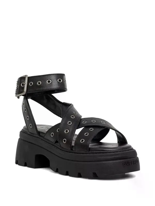 BUFFALO Vega Mss Riv Eyelet-embellished Platform Sandals