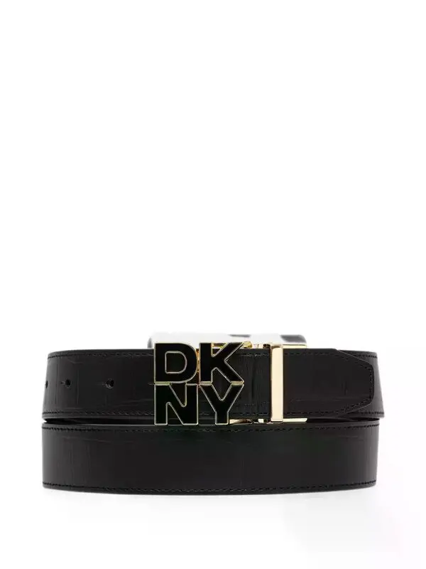 Dkny Reversible Croc-effect Logo-buckle Belt