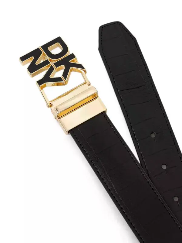 Dkny Reversible Croc-effect Logo-buckle Belt