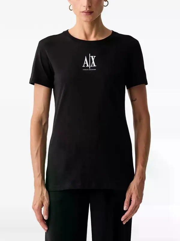 Armani Exchange Logo-embroidered T-shirt - Black