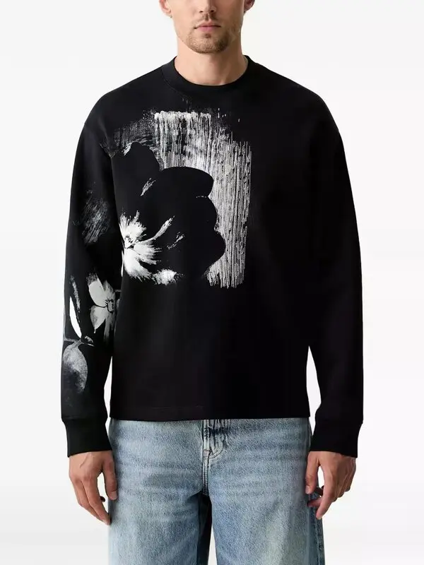 Armani Exchange Floral-print Crew-neck Sweatshirt