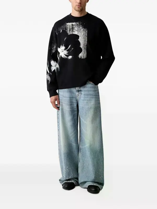 Armani Exchange Floral-print Crew-neck Sweatshirt