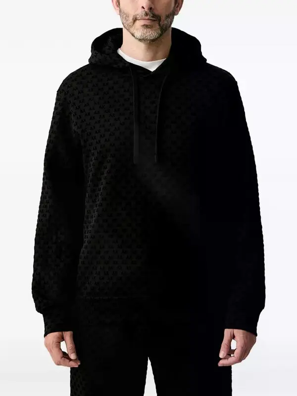 Armani Exchange Logo-pattern Drawstring Hoodie - Black