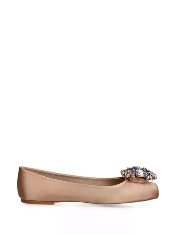Jeffrey Campbell Ornate Crystal-embellished Square-toe Ballet Flats - Neutrals