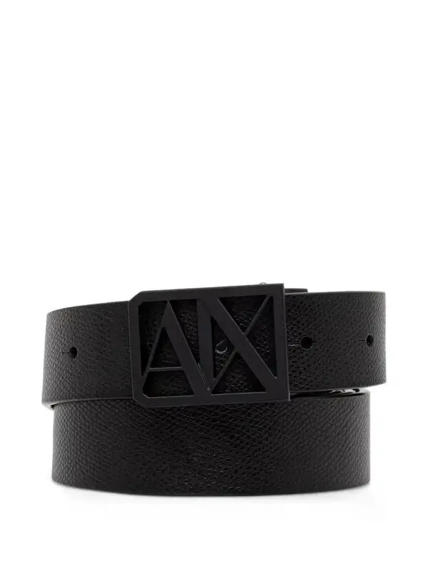 Armani Exchange Logo-buckle Pebble-textured Belt