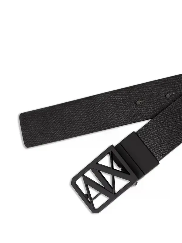 Armani Exchange Logo-buckle Pebble-textured Belt