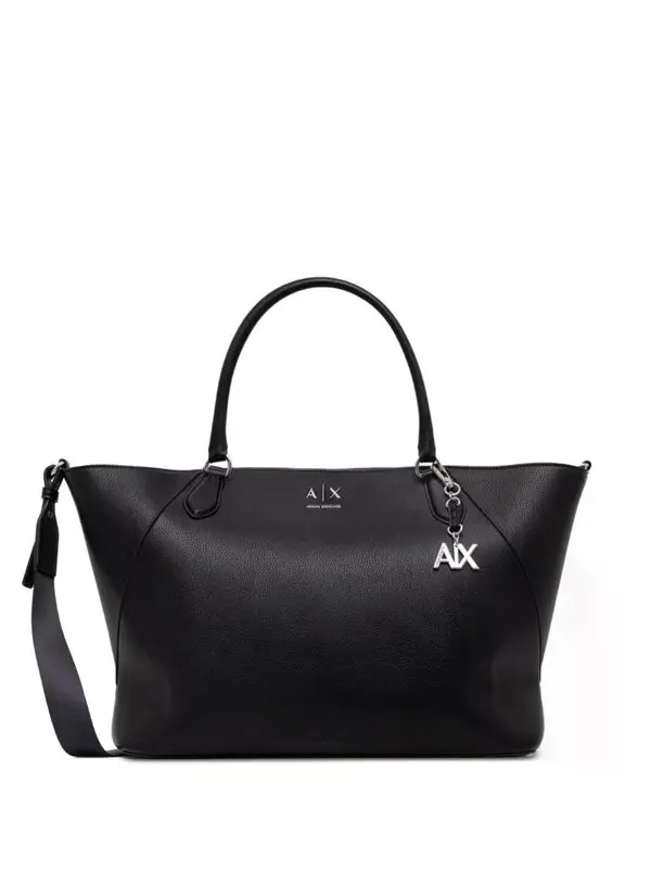 Armani Exchange Logo-plaque Pebbled Tote Bag - Black