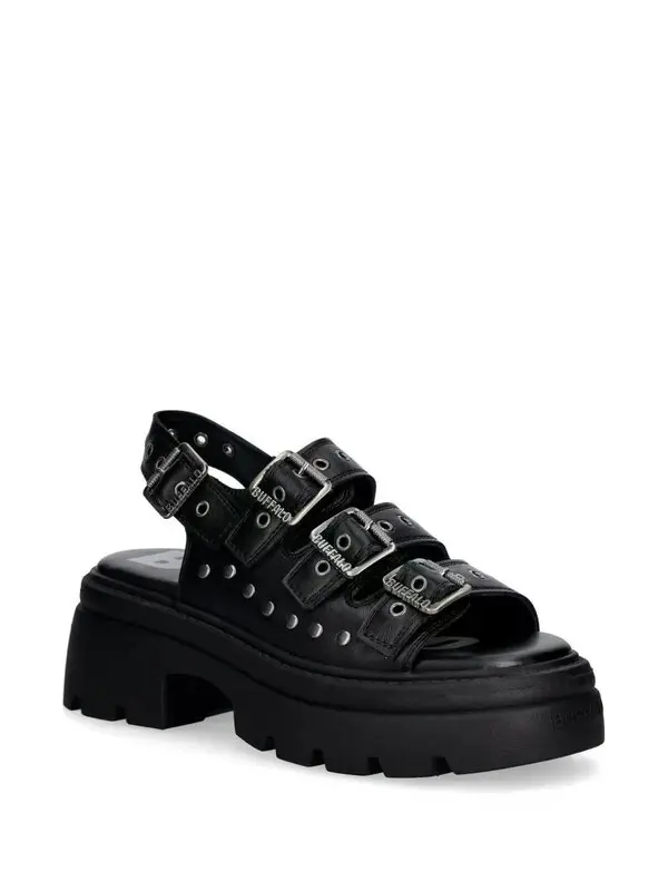 BUFFALO Vega Athena Buckle Eyelet-embellished Platform Sandals