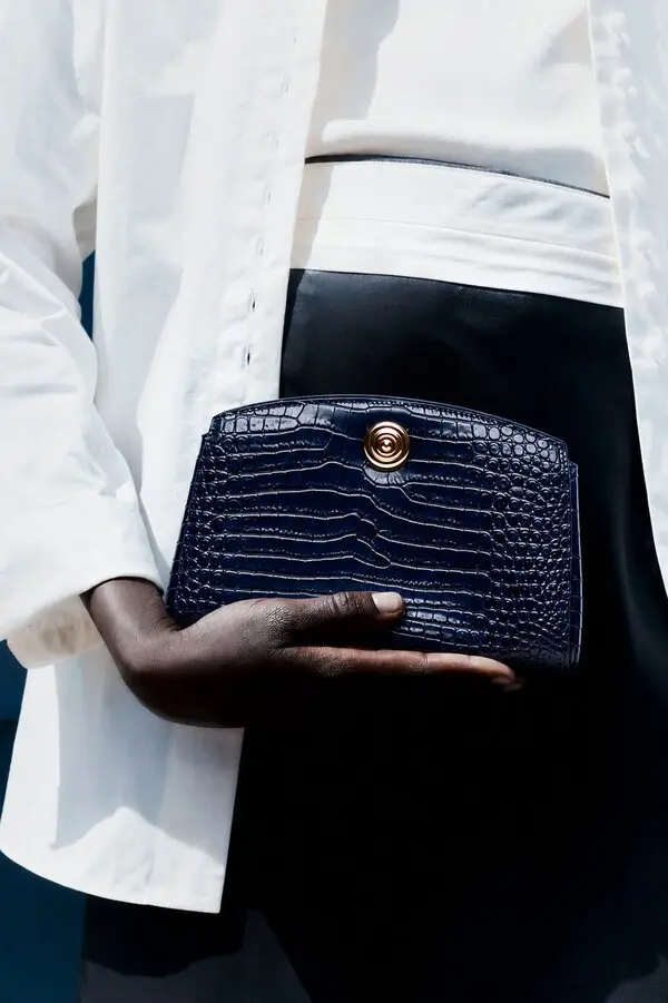 LIFFNER Pushlock Clutch Navy Croc - Blue