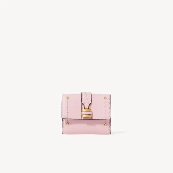 Chloé Mini Paddington Tri-fold In Grained Leather - Light Lilac