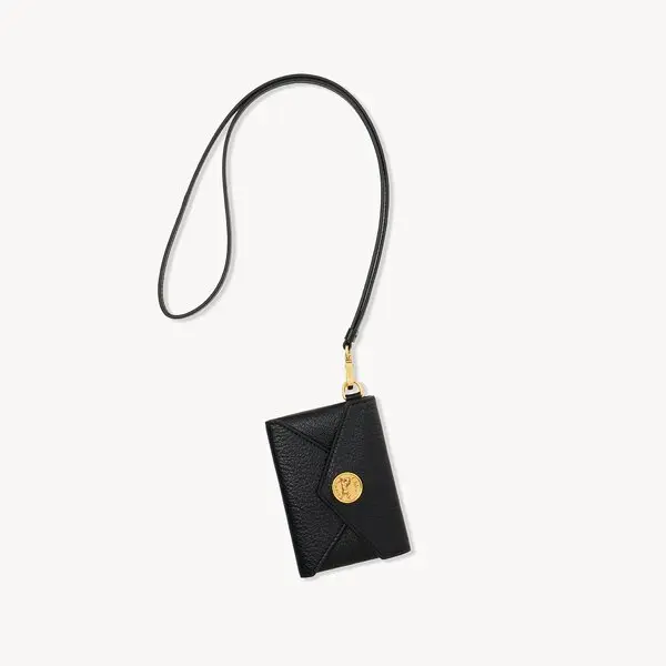 Chloé Envelope Badge Holder In Grained Leather - Black