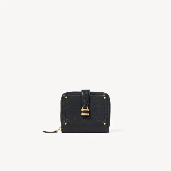 Chloé Paddington Bifold Wallet In Grained Leather - Black