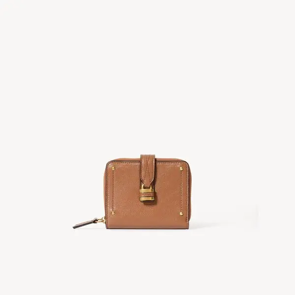 Chloé Paddington Bifold Wallet In Grained Leather - Mustang Brown