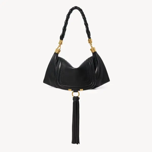Chloé Small Marcie Foulard Hobo Bag In Soft Leather - Black