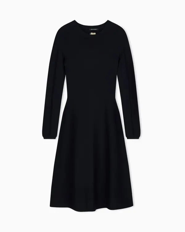 Armani Exchange Regular Fit Dress Knit In Recycled Viscose And Nylon - Black
