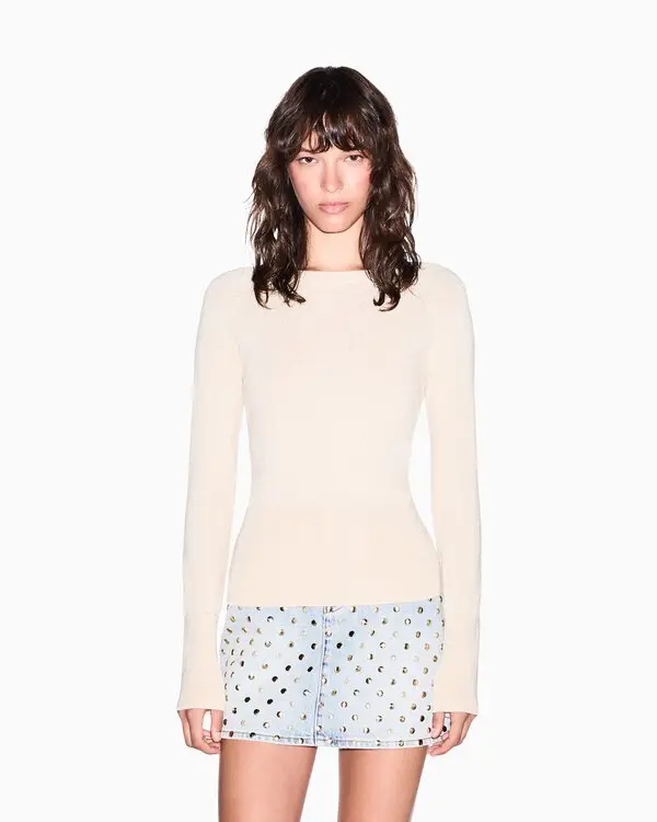 Armani Exchange Regular Fit Pullover In Metallic Recycled Viscose Knit