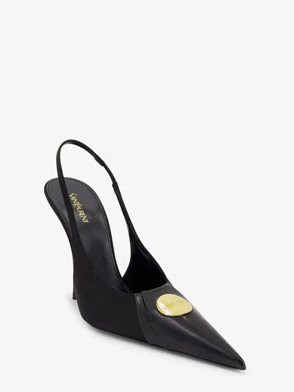 Saint Laurent Patent Leather Pumps With Logo Tag - Black