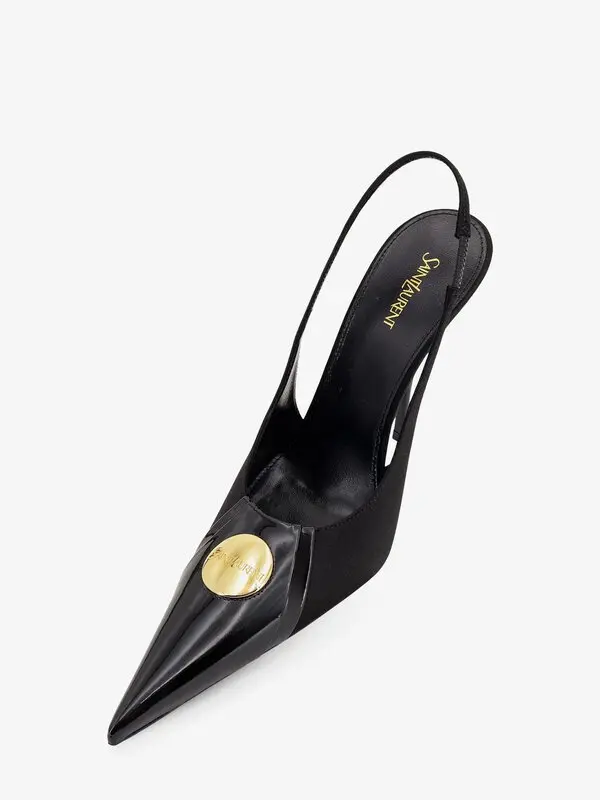 Saint Laurent Patent Leather Pumps With Logo Tag - Black