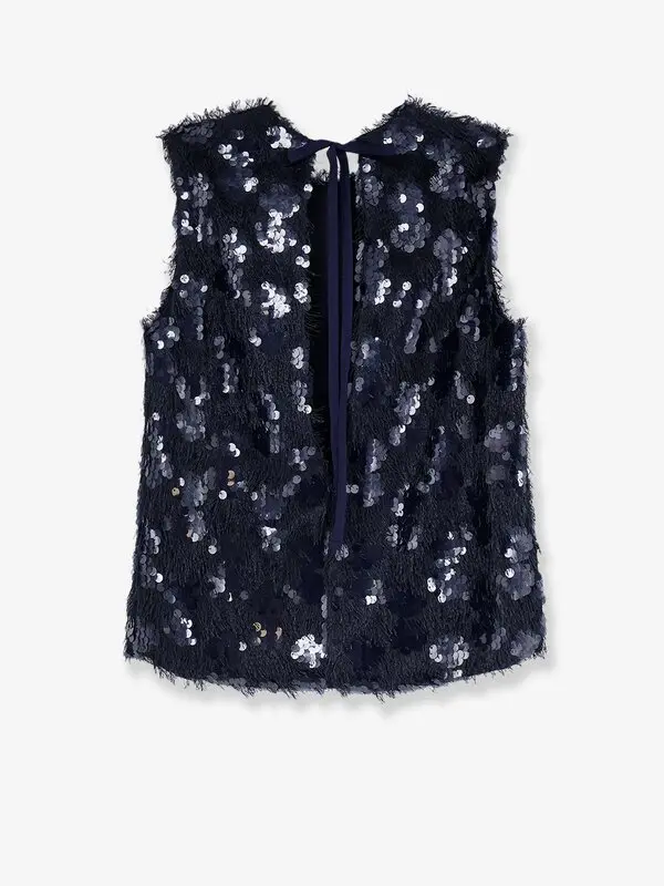 SEMICOUTURE Fringed Top Wwith Sequins