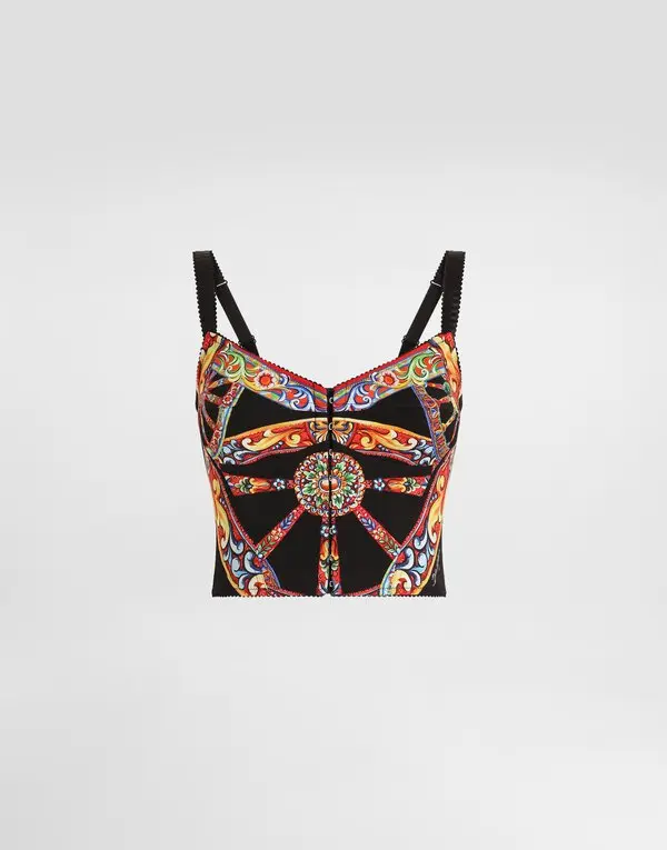 Dolce & Gabbana Carretto-print Charmeuse Top Shirts And Tops - Multicolor