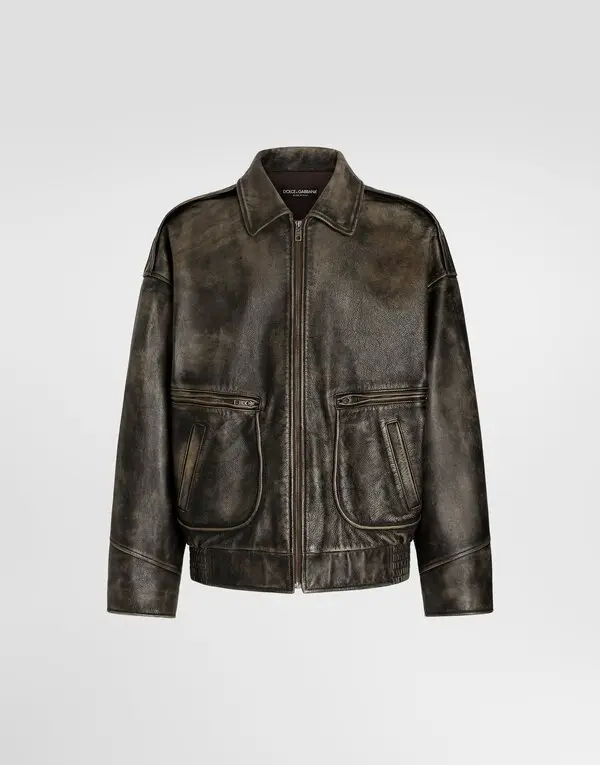 Dolce & Gabbana Bull Leather Jacket Coats And Jackets Brown