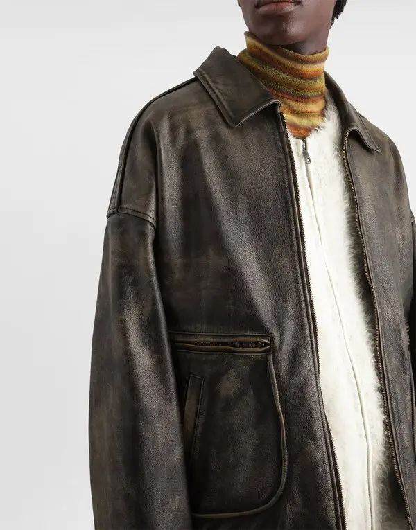 Dolce & Gabbana Bull Leather Jacket Coats And Jackets Brown