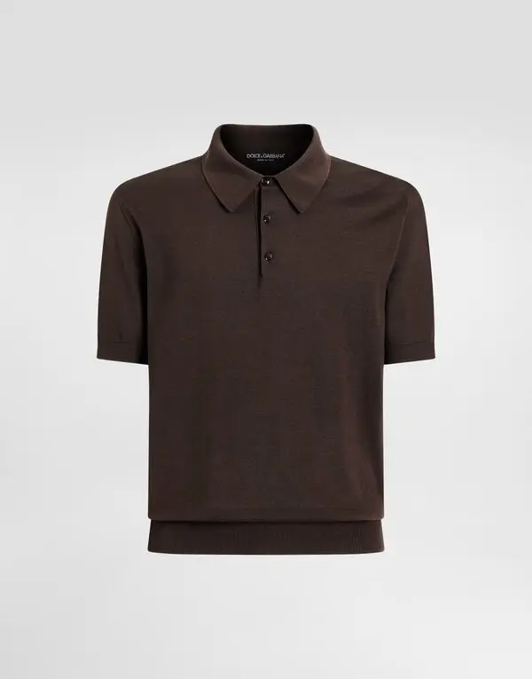 Dolce & Gabbana Short-sleeved Cotton Polo-shirt Sweaters And Cardigans - Brown