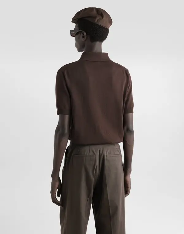 Dolce & Gabbana Short-sleeved Cotton Polo-shirt Sweaters And Cardigans - Brown