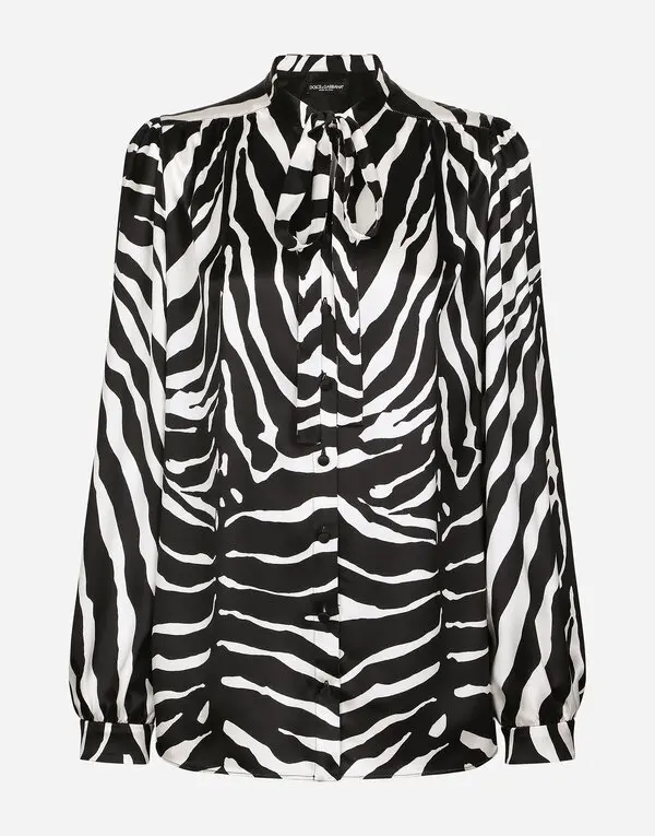 Dolce & Gabbana Devoré Satin Dg Logo Shirt - Multicolor