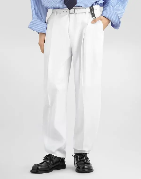 Dolce & Gabbana Cotton Gabardine Trousers - White