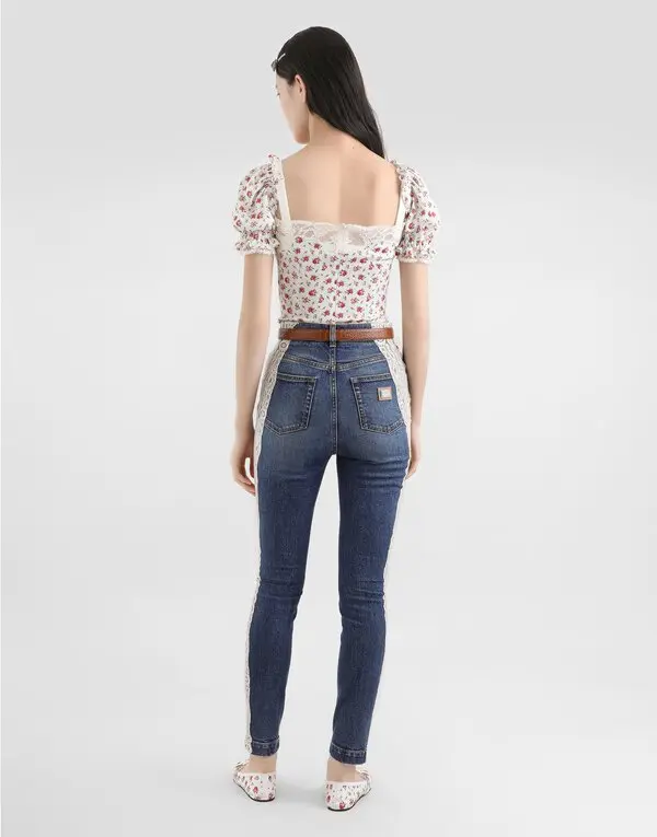 Dolce & Gabbana Rose-print Charmeuse Top - Multicolor