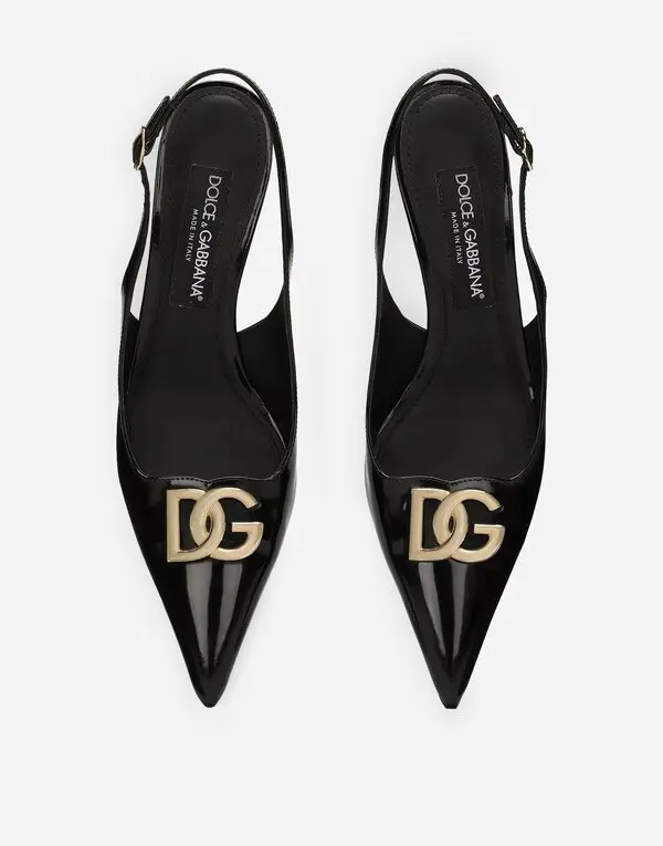 Dolce & Gabbana Polished Calfskin Slingback Pumps - Black