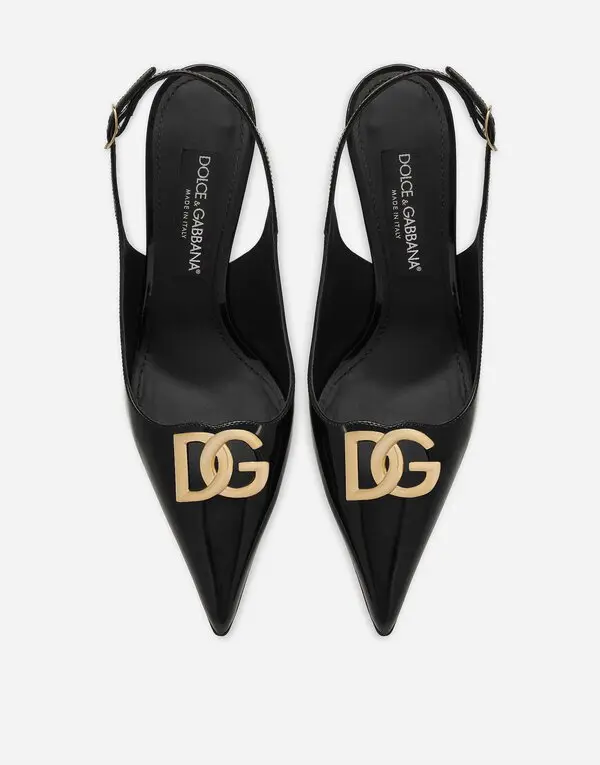 Dolce & Gabbana Polished Calfskin Slingback Pumps - Black